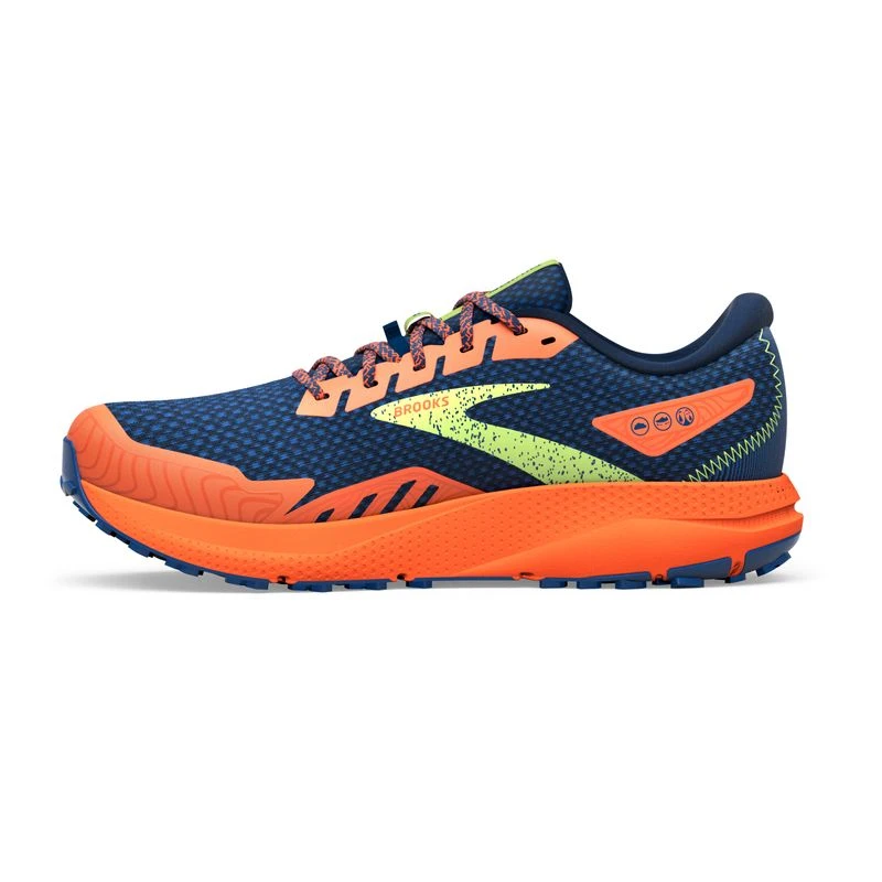 Brooks Mens Divide 4 Trail Running Shoes (Navy/Firecracker/Sharp Green