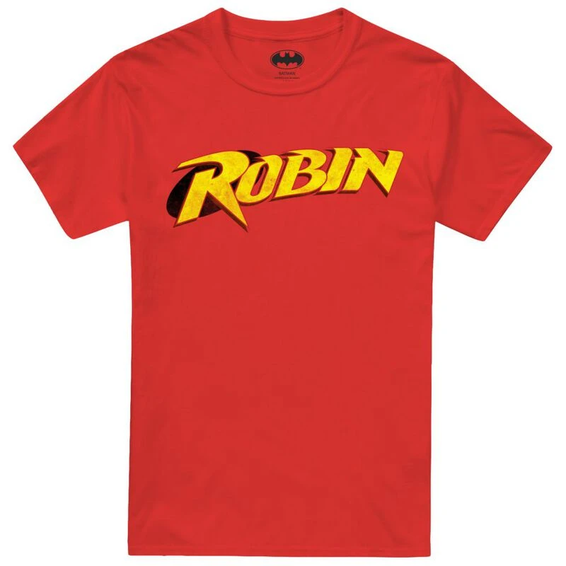 DCComics Mens Batman Robin Retro Logo T-Shirt (Red) | Sportpursuit.com