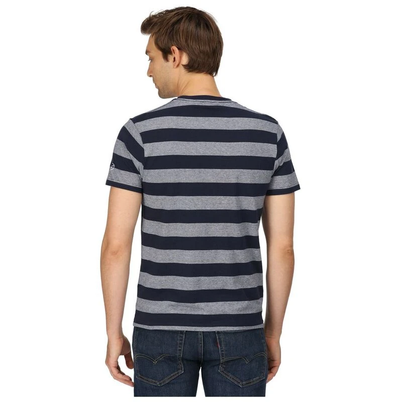 Regatta Mens Ryeden T-Shirt (Navy/White Stripe) | Sportpursuit.com