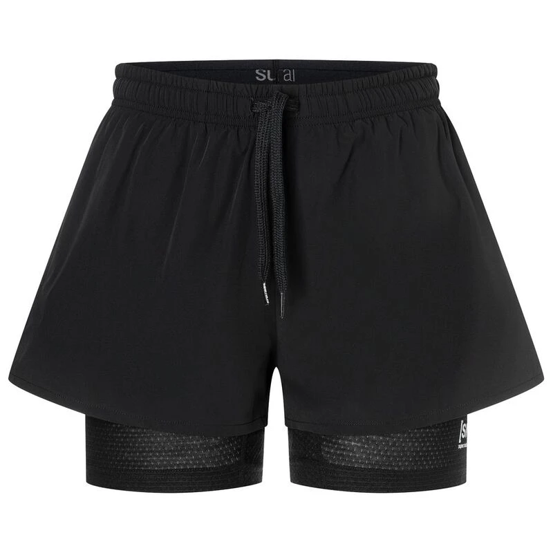 Super Natural Womens Double Layer Shorts Shorts (Jet Black) | Sportpur