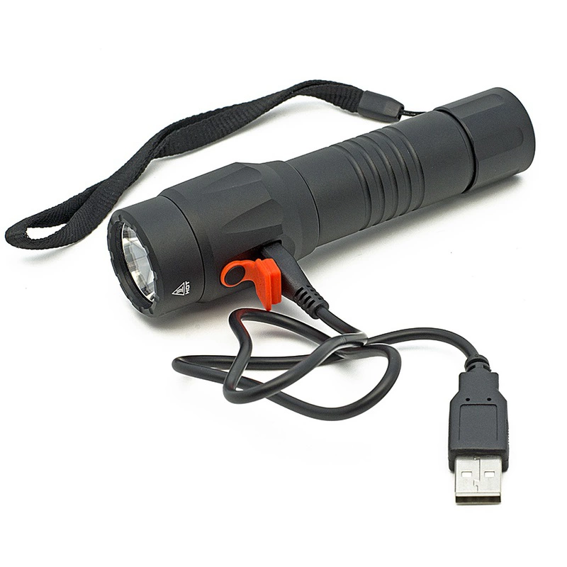 Unilite 900 Lumen LED Rechargeable Flashlight (Black/Hi-Vis Orange)