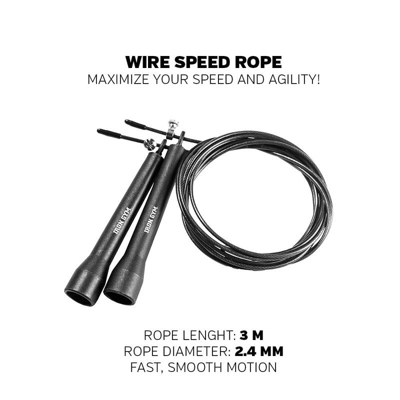 Iron Gym Adjustable Wire Speed Rope (Black) | Sportpursuit.com