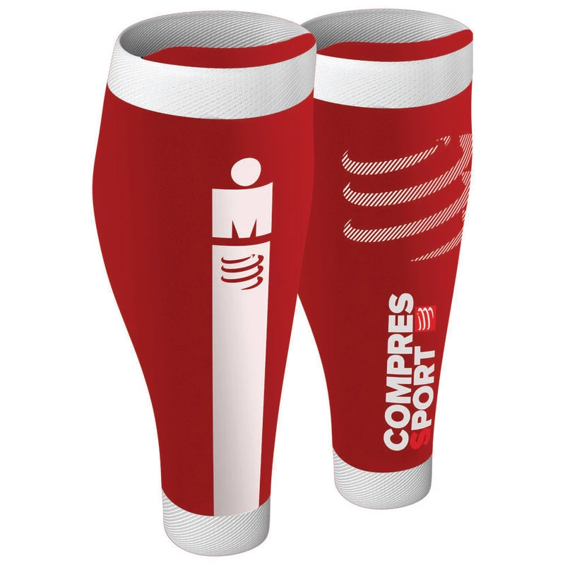 Compressport R2v2 Ironman MDot Calf Sleeves (Red) | Sportpursuit.com